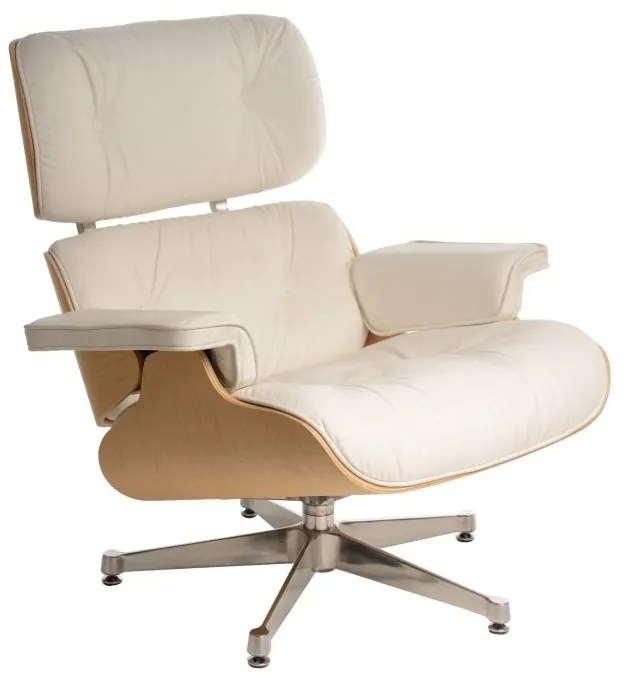 Designové křeslo Lounge chair, bílá, dub