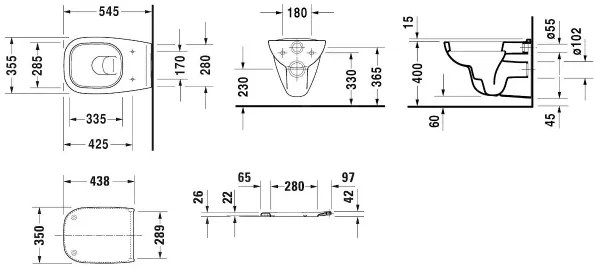 Duravit 45350900A1 - Závěsné WC s prkénkem D-CODE keramika/lesklá bílá
