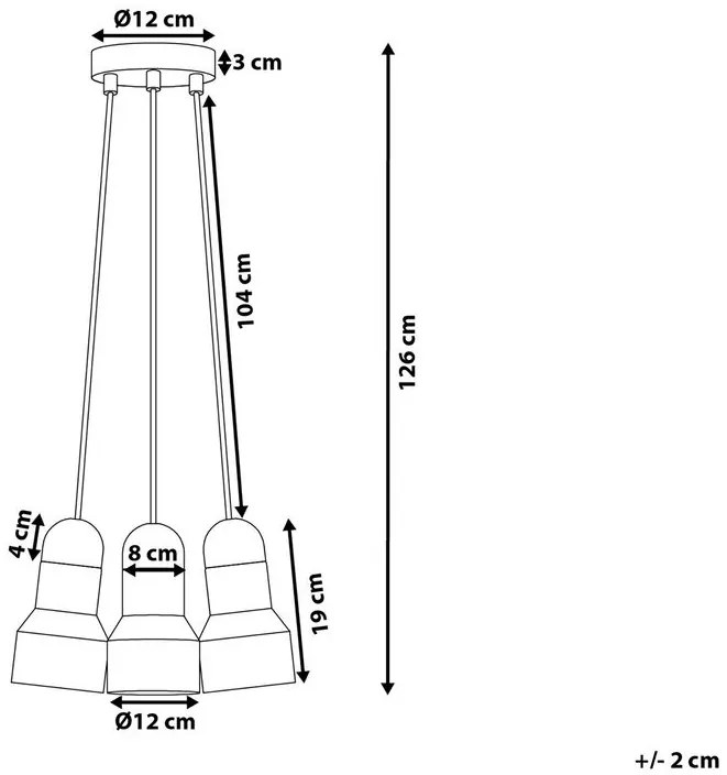 Stropní lampa 3 dílná šedá a hnědá BAHT Beliani