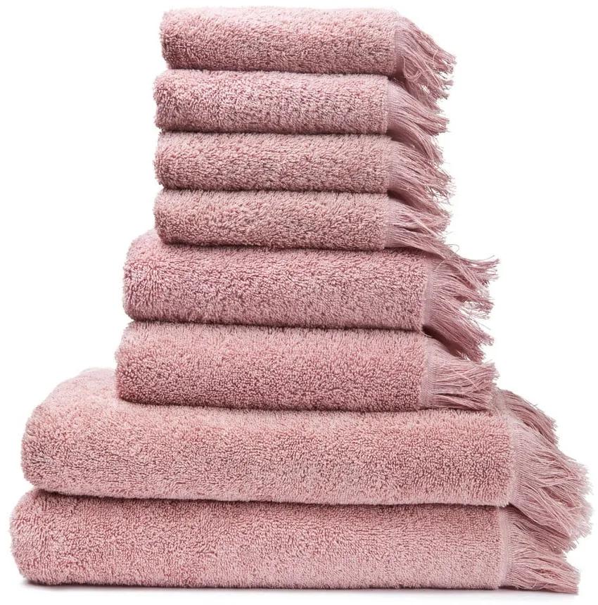 Sada 6 růžových ručníků a 2 osušek ze 100% bavlny Bonami