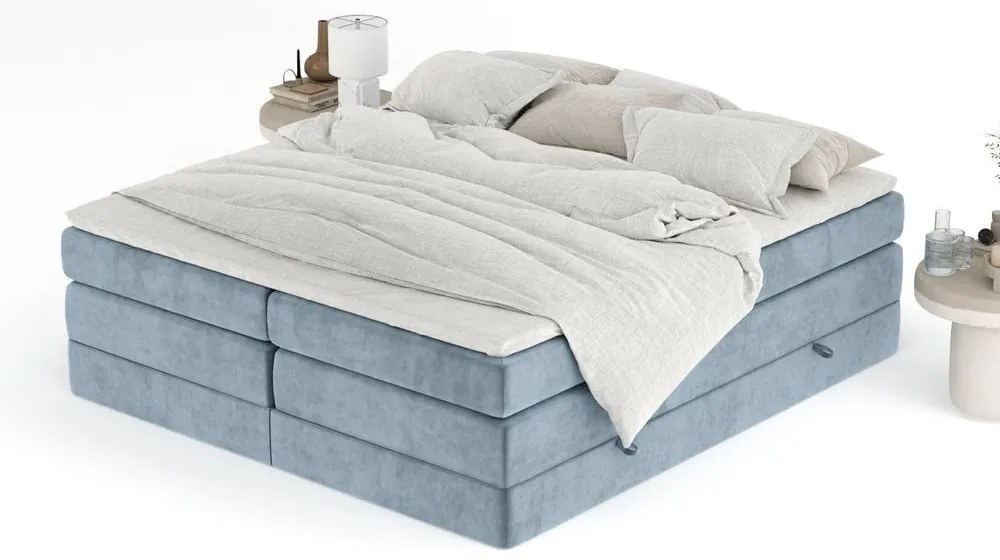 Modrá boxspring postel s úložným prostorem/bez čela 160x200 cm Juniper – Maison de Rêve