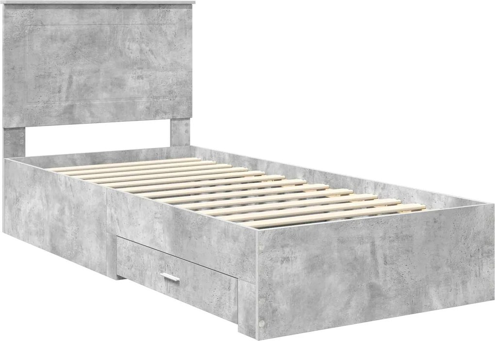 Rám postele s čelo Betonově šedá 90 x 200 cm Kompozitní dřevo 3409706