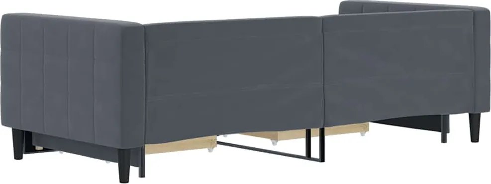 Válenda s přistýlkou a zásuvkami tmavě šedá 90 x 200 cm samet 3196740