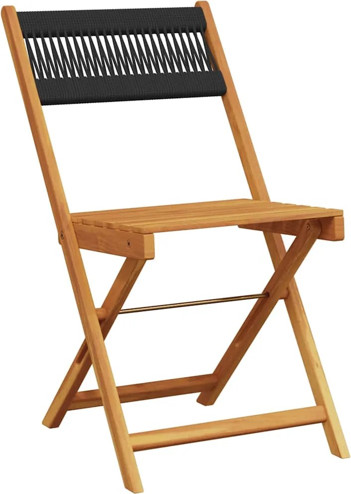 3dílný bistro set černý polypropylen a masivní dřevo 3281757