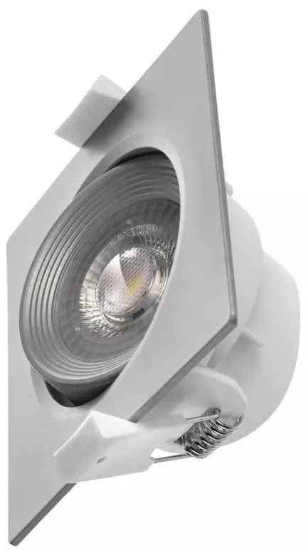 EMOS Stříbrné LED bodové svítidlo hranaté 5W s výklopným rámečkem Economy Barva světla: Denní bílá