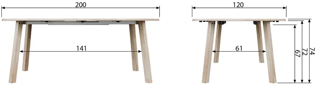 Hoorns Šedý dubový rozkládací jídelní stůl Janton 120 cm