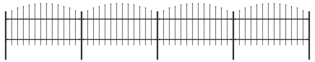 Zahradní plot s hroty ocel (1–1,25) x 6,8 m černý,  277724