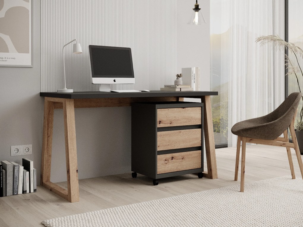 ADRK Furniture Stůl s kontejnerem Iwo I DE-Iwo-I-G+ART