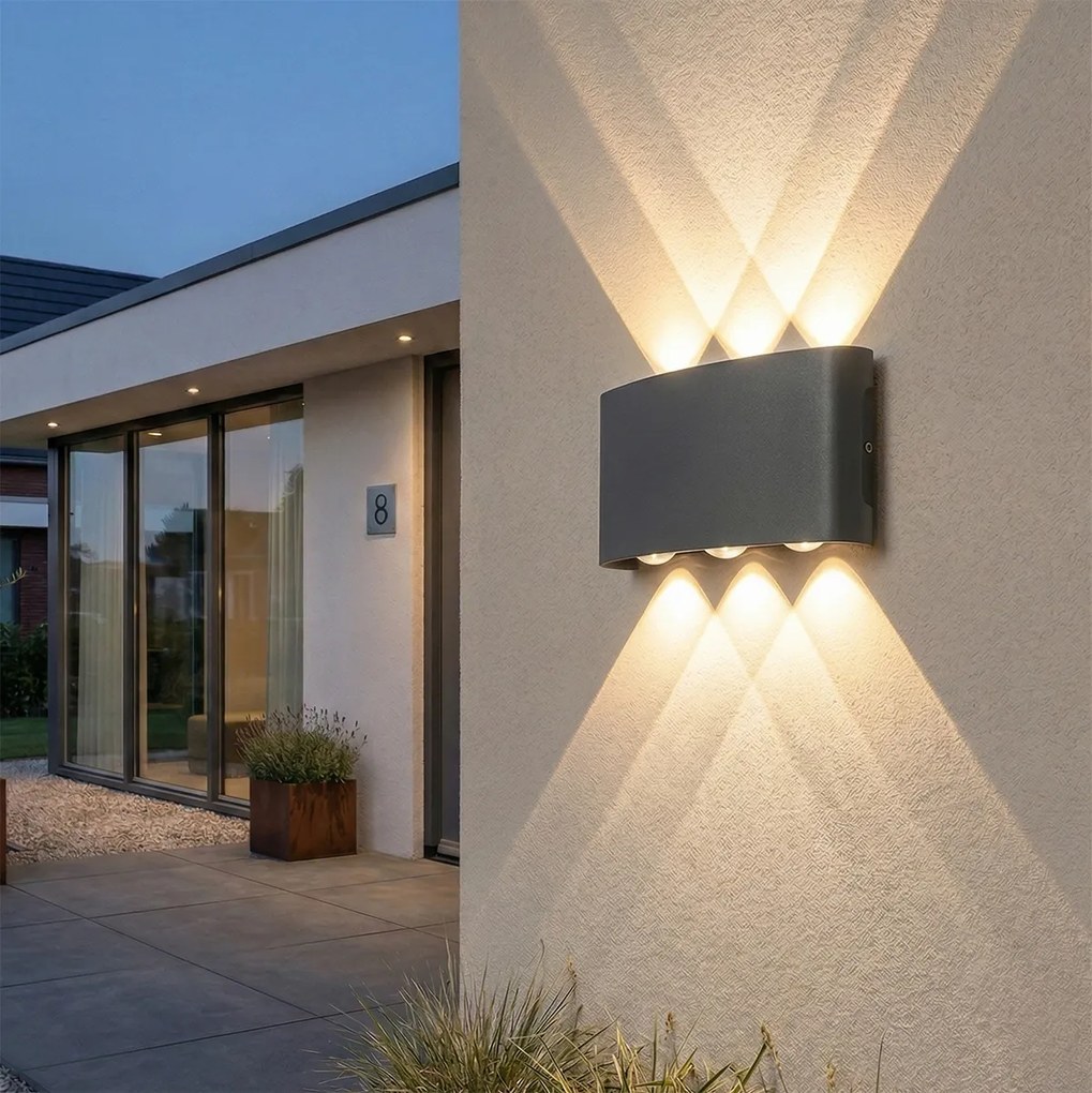 Venkovní nástěnná lampa tmavě šedá vč. LED 6-světelná IP54 - Silly