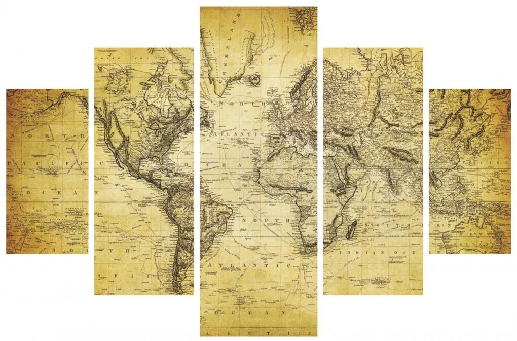 Vícedílný obraz Old Map 92 x 56 cm