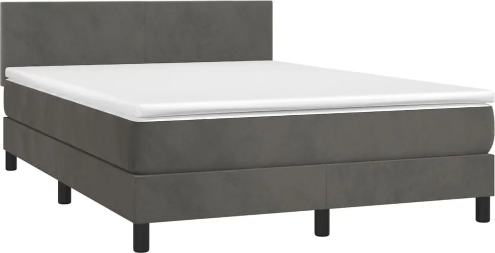 Box spring postel s matrací tmavě šedá 140x200 cm samet 3141186