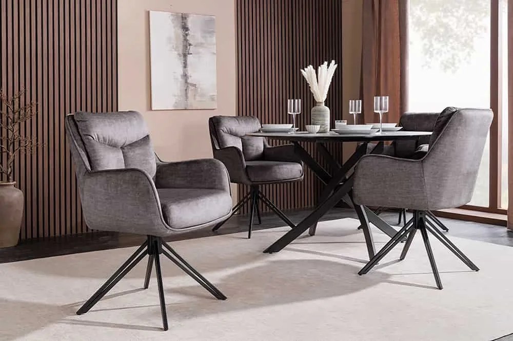 Designová otočná židle Brock šedý samet
