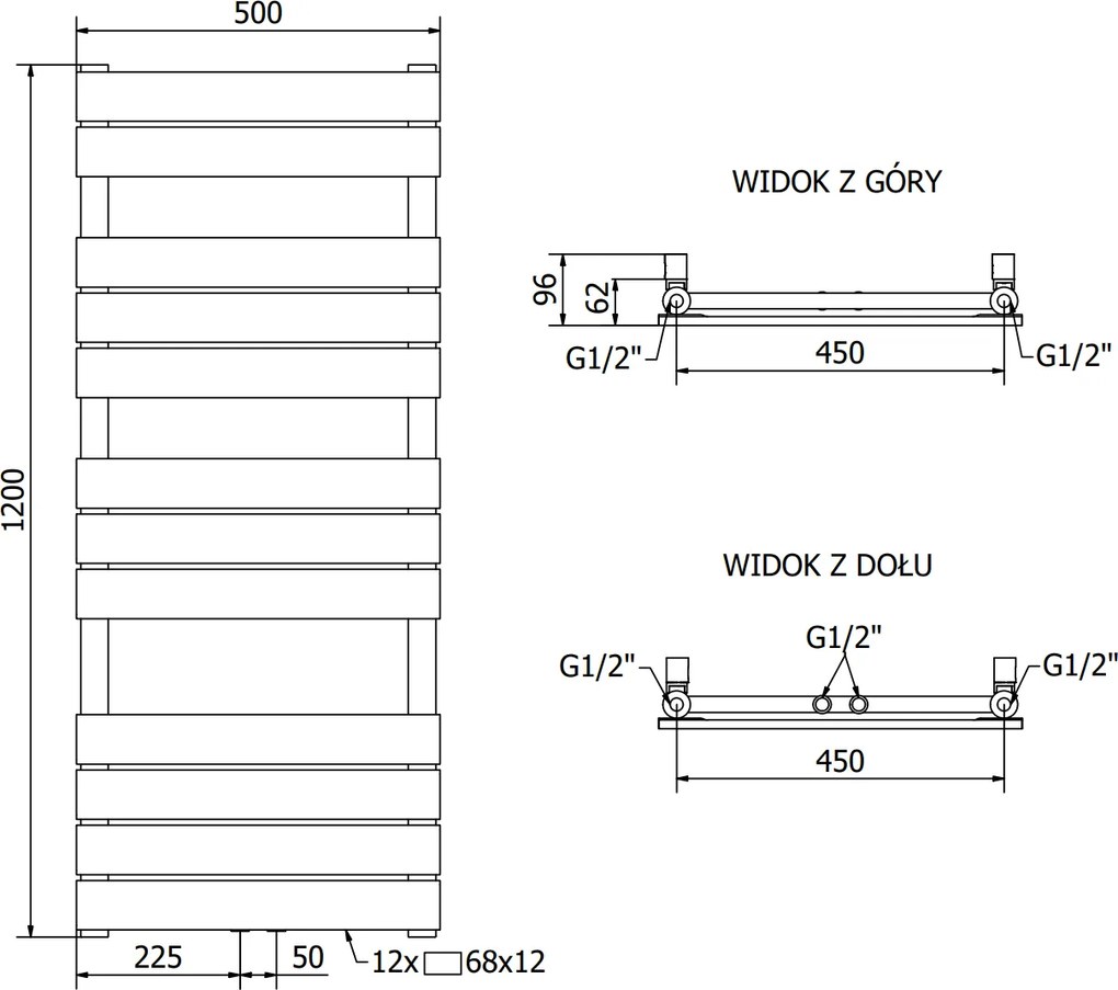 Mexen Ceres, elektrické topné těleso 1200 x 500 mm, 600 W, chromová, W111-1200-500-2600-01