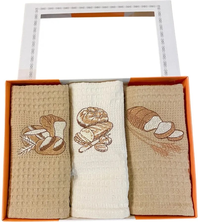 Utěrky na nádobí vaflové Bread 3ks 40x60cm TiaHome