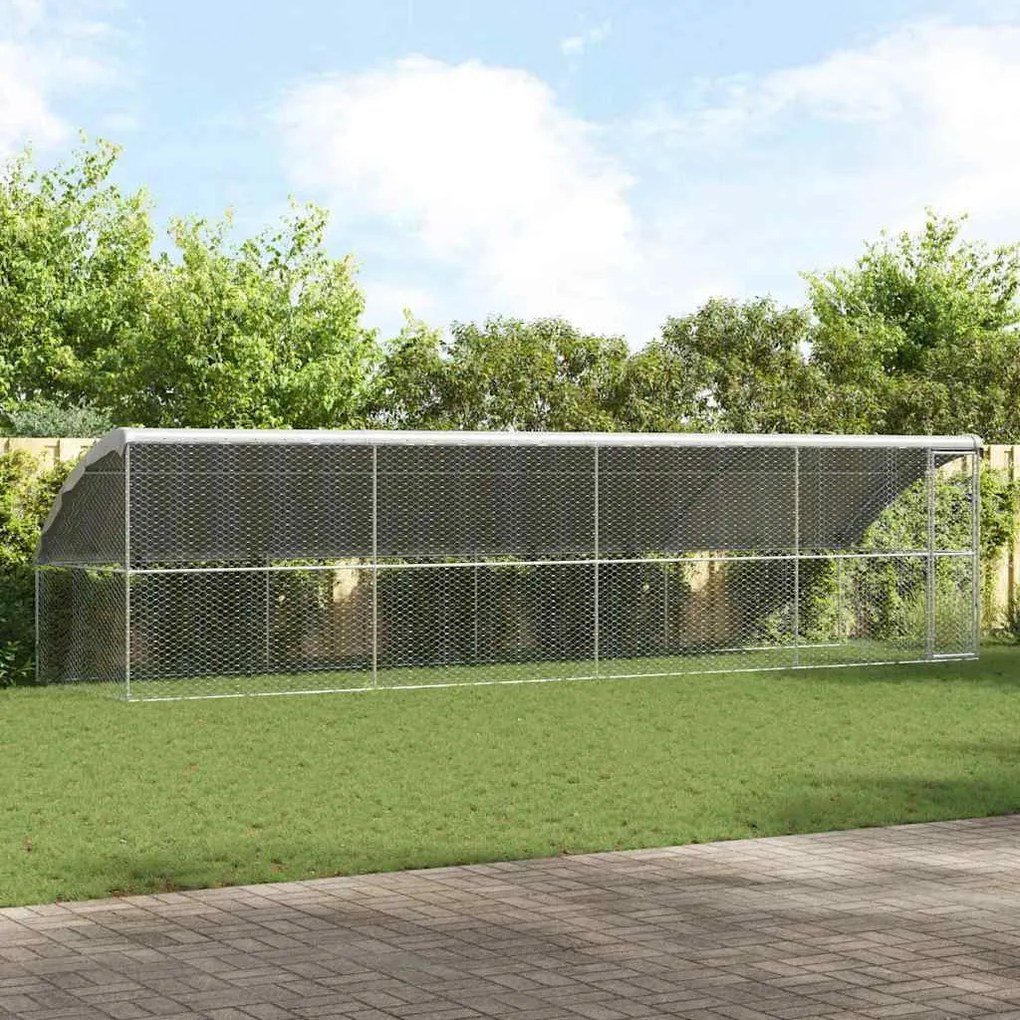 Psí kennel 4 ks Stříbrná 8 x 2 x 2 m Pozinkovaná ocel 3368330