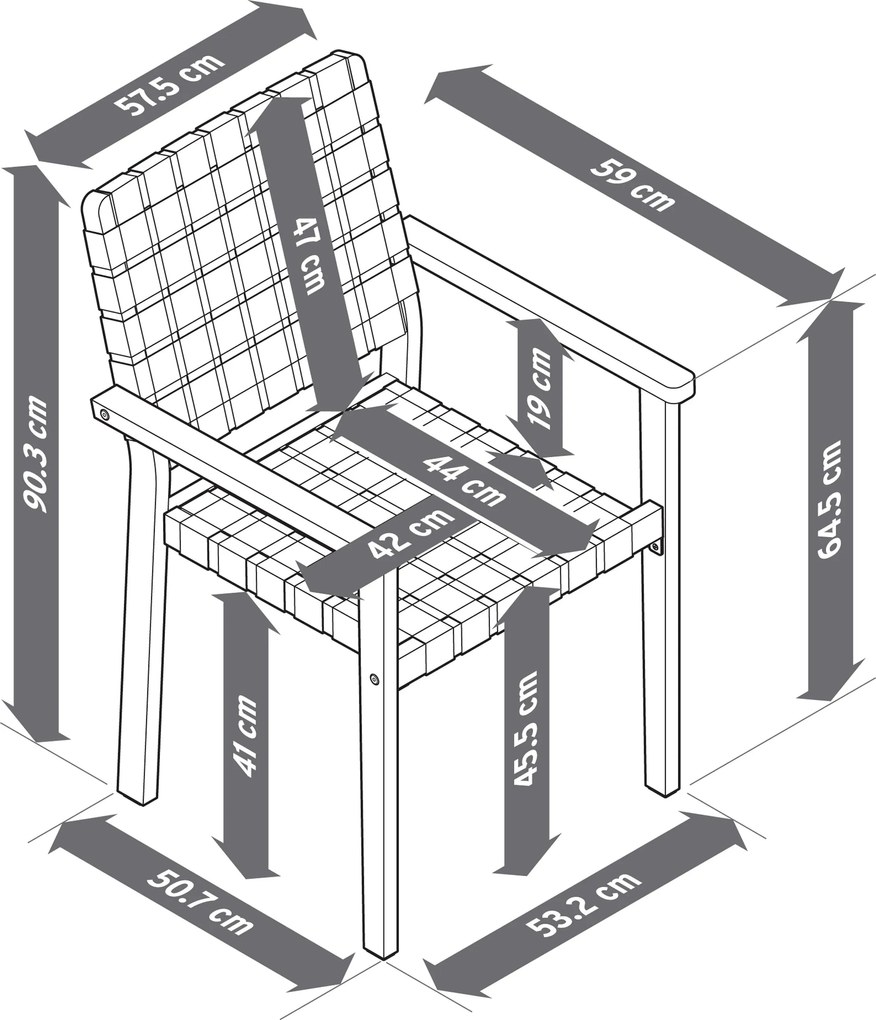 Tchibo - Stohovatelná zahradní židle s pásovým výpletem - barva: šedá
