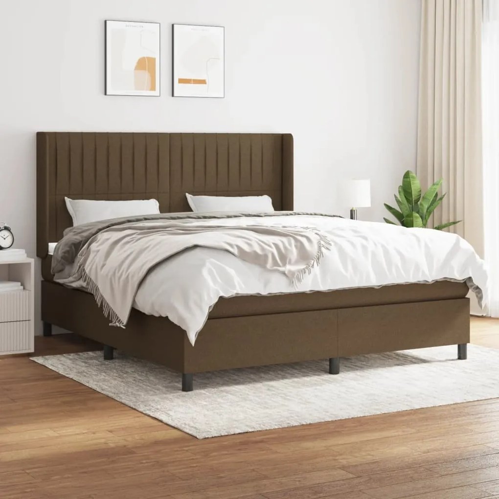 Box spring postel s matrací tmavě hnědá 180x200 cm textil 3131612