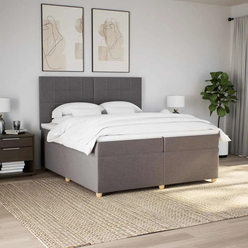 Box spring postel s matrací taupe 200x200 cm textil 3293691