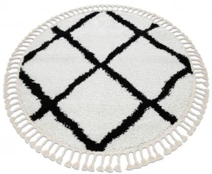 Koberec BERBER CROSS kruh bílý Fredzle berber marokánský