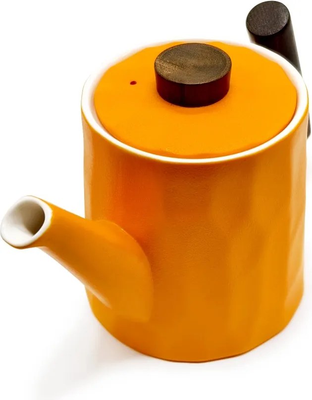 Porcelánová konvice s dřevěnou rukojetí Clementine, 1,2 l – oranžová, s matným povrchem
