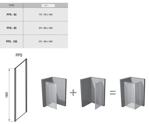 Ravak Pivot Boční pevná stěna 80 cm transp.AL 90G40C00Z1 PPS-80