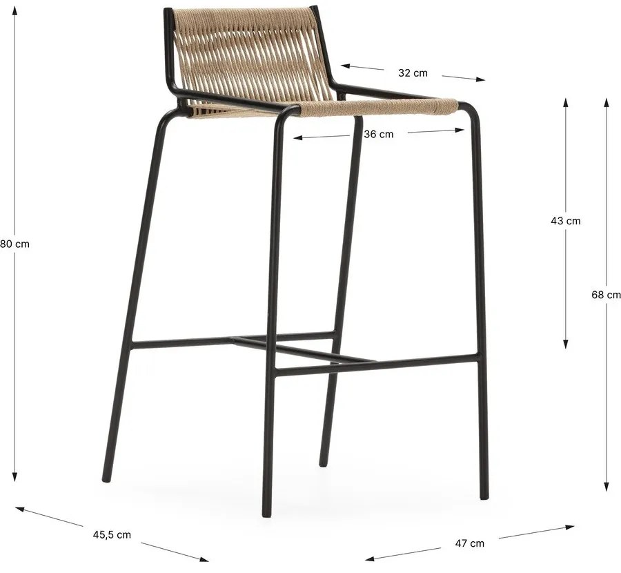 Béžová kovová barová židle (výška sedáku 65 cm) Emily – Marckeric