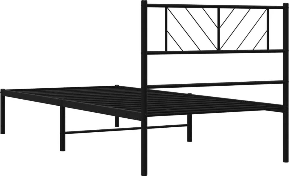 vidaXL Kovový rám postele s čelem 90 x 190 cm [372171] Barva: Černá