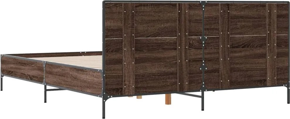 Rám postele hnědý dub 120 x 200 cm kompozitní dřevo a kov 3279996