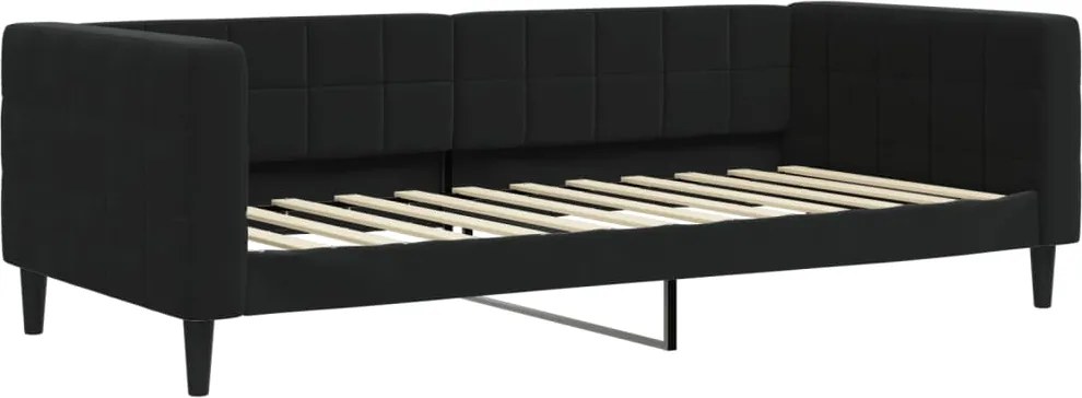 Válenda s přistýlkou a zásuvkami černá 90 x 200 cm samet 3196743