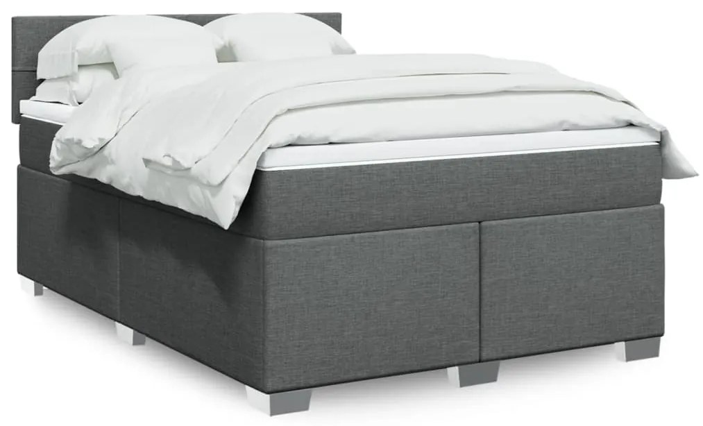 Box spring postel s matrací tmavě šedý 140 x 190 cm textil 3288184