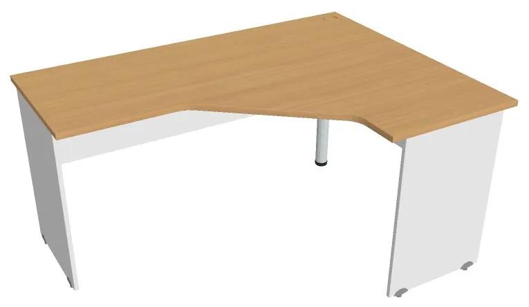 Stůl ergo levý 160*120 cm - Hobis Gate GEV 60 L Dekor stolové desky: buk, Dekor lamino podnože: bílá, Barva nohy: stříbrná