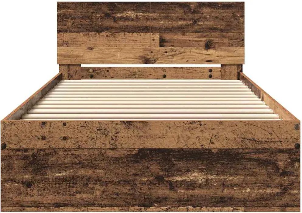 Rám postele s čelem s čelo Staré dřevo 203 x 104 x 70 cm 3376050