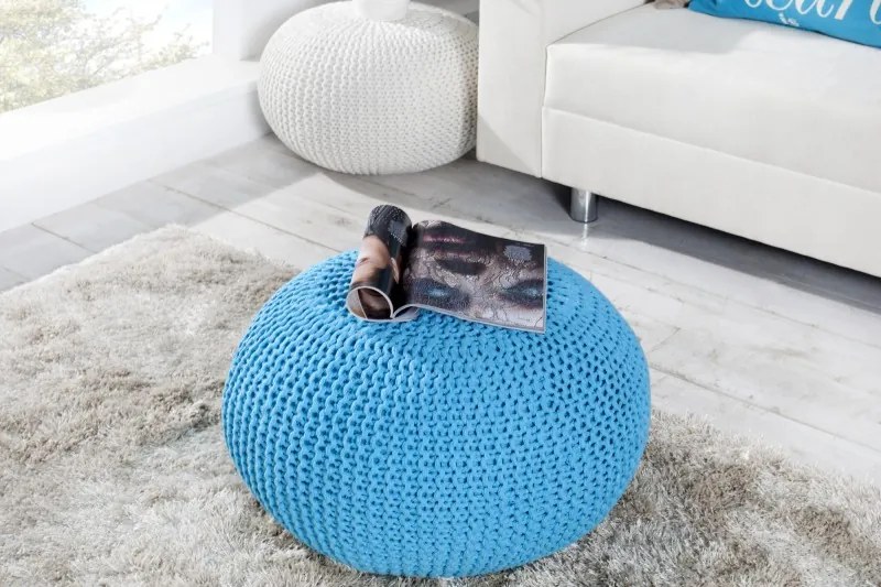 Deflee pletený puff LEEDS 50 BLUE II TAB23104100% bavlna  výška 35cm, Ø 50 cm