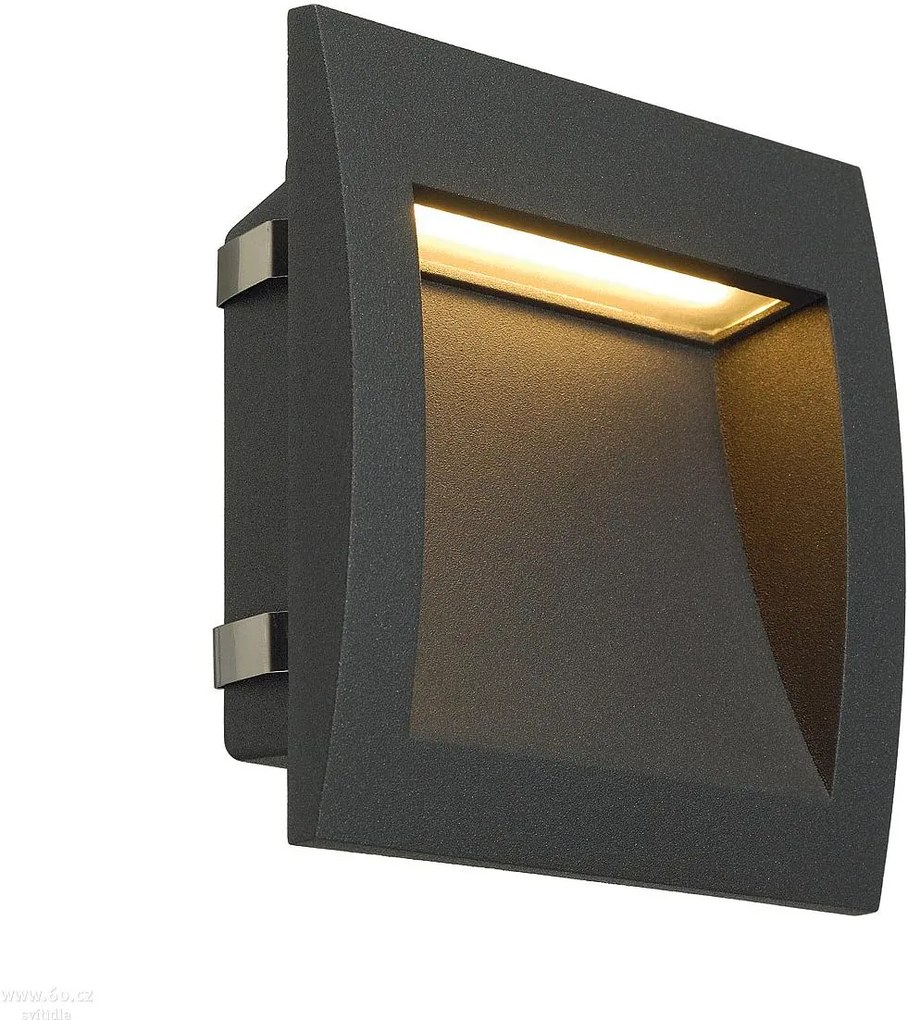 SLV Big White 233615 Downunder Out LED L, antracitové zápustné svítidlo do stěny, 3,3W LED, 3000K, 14x14cm, IP55