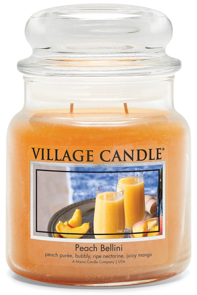 Village Candle Vonná svíčka ve skle 16 oz  Broskvové Bellini  - Peach Bellini