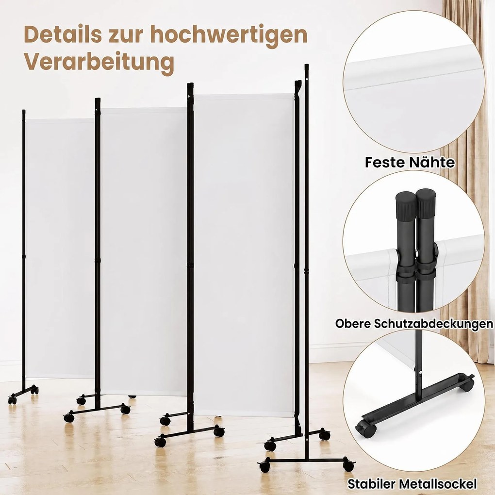Costway Šestidílný skládací paraván 330 × 173 cm, bílý