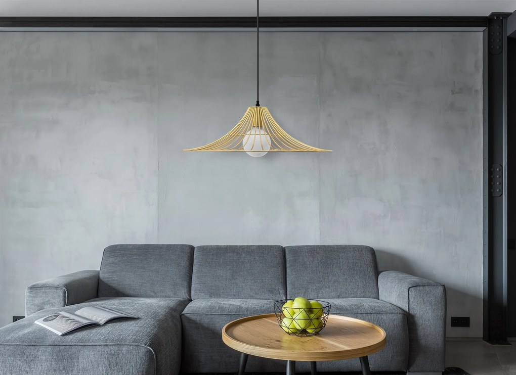 Toolight - Stropní lampa závěsná plochá kulatá 1xE27 APP499-1CP, zlatá, OSW-00612