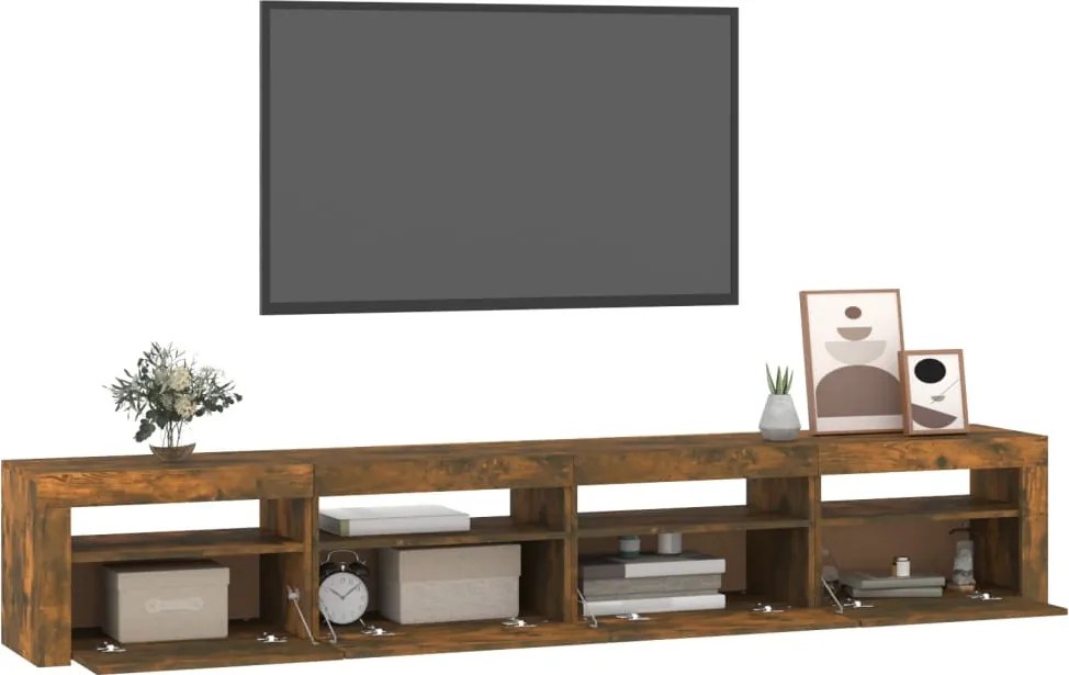 TV skříňka s LED osvětlením kouřový dub 240x35x40 cm 3152767