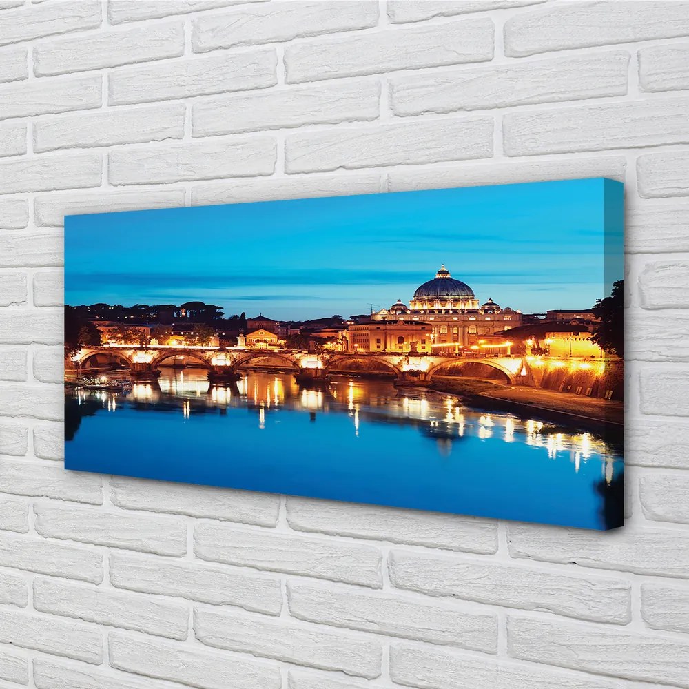 Obrazy na plátně Rome River mosty západ slunce 100x50 cm