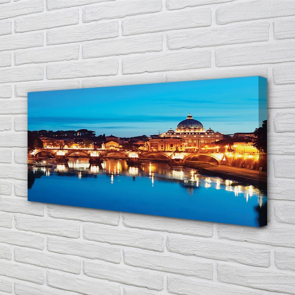 Obrazy na plátně Rome River mosty západ slunce 120x60 cm