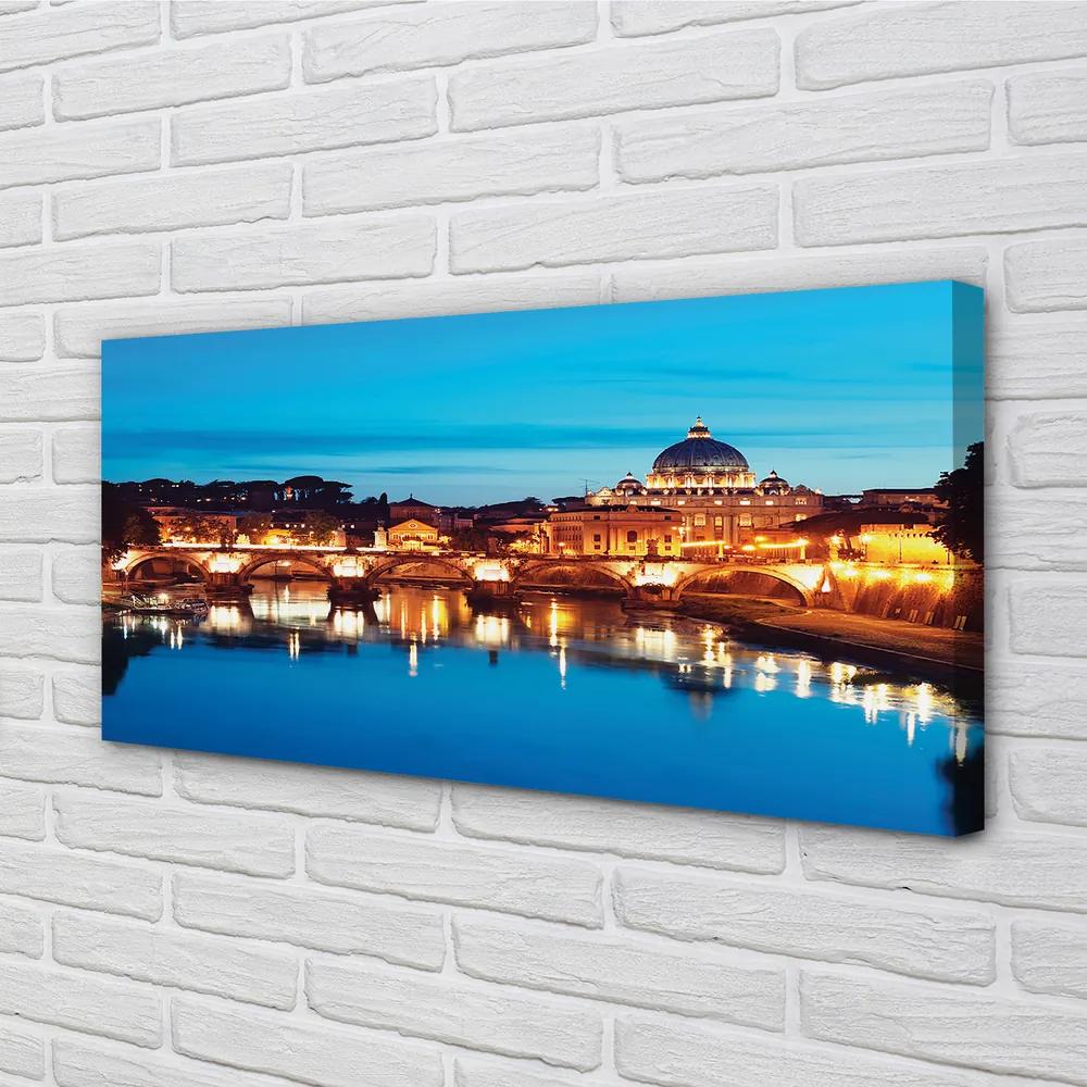 Obrazy na plátně Rome River mosty západ slunce 125x50 cm