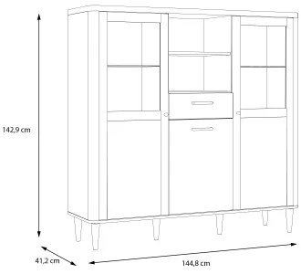 Vitrína VIRO hnědá/béžová
