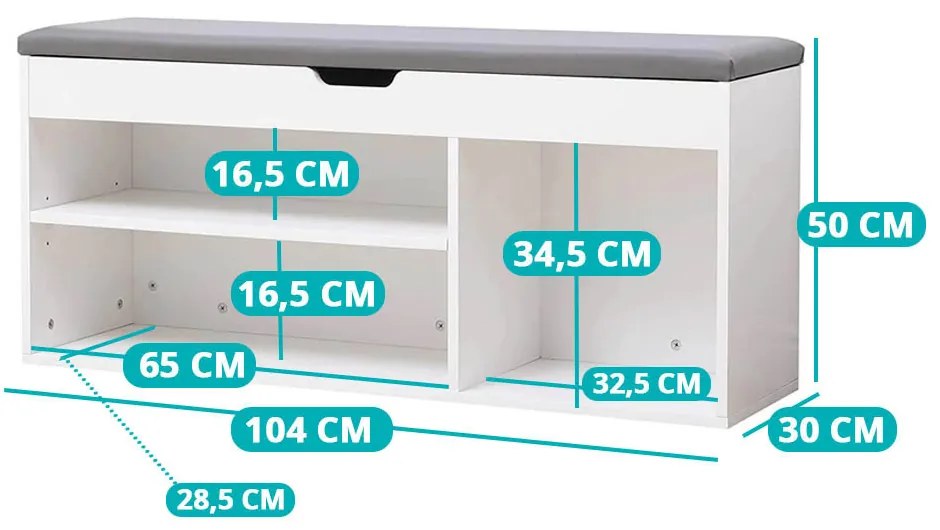 Botník na odkládání obuvi i na sednutí s polstrovaným sedákem