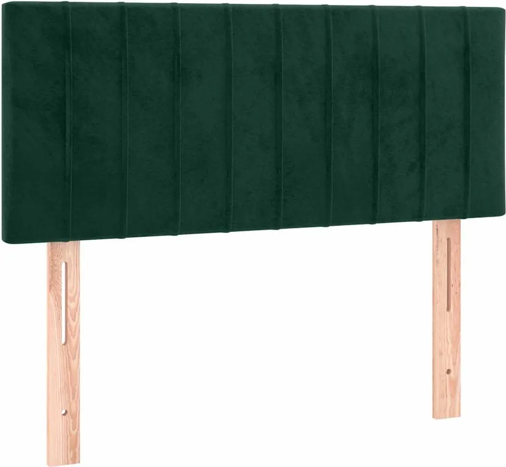 Čelo postele s LED tmavě zelené 100x5x78/88 cm samet 3121895