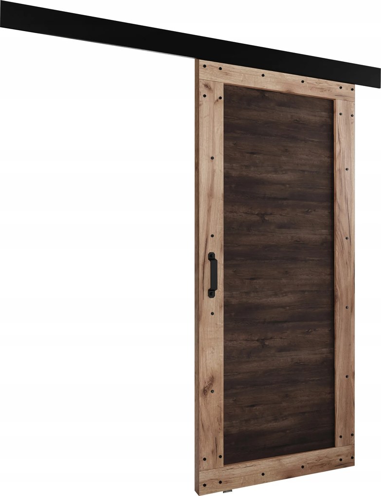 Posuvné dveře s krycí lištou ADIO 2 dub Craft zlatý + tmavý jasan 80
