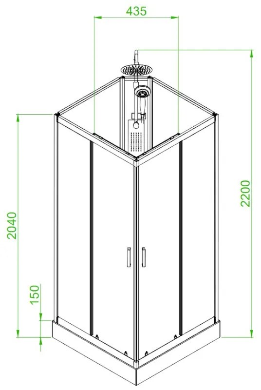 BPS-koupelny Hydromasážní box HYD-LI90, 90x90 cm, černá/transparent
