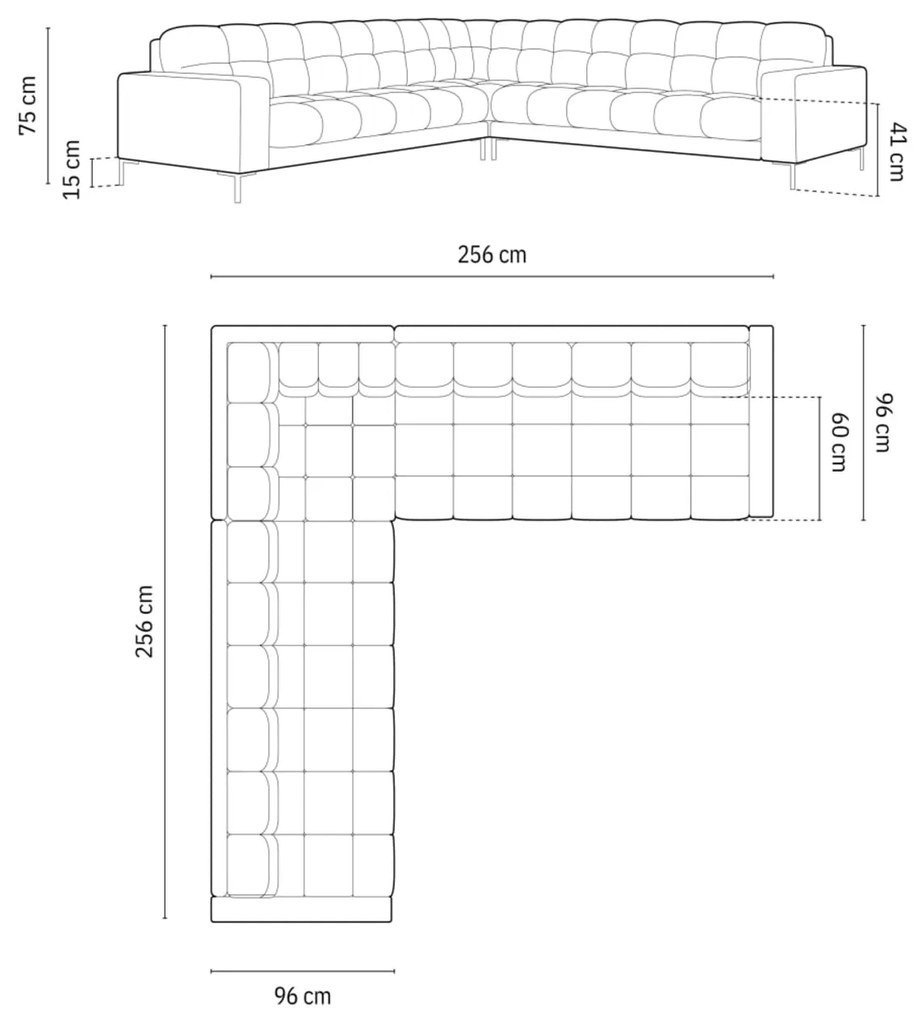 MUZZA Rohová pohovka Mamaia 256 cm samet tmavě modrá