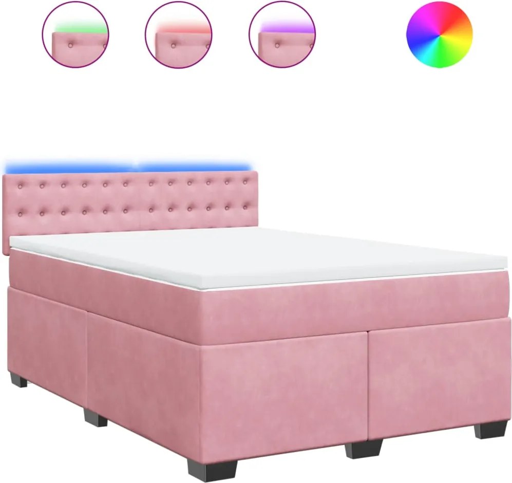Box spring postel s matrací růžová 140x200 cm samet 3288647