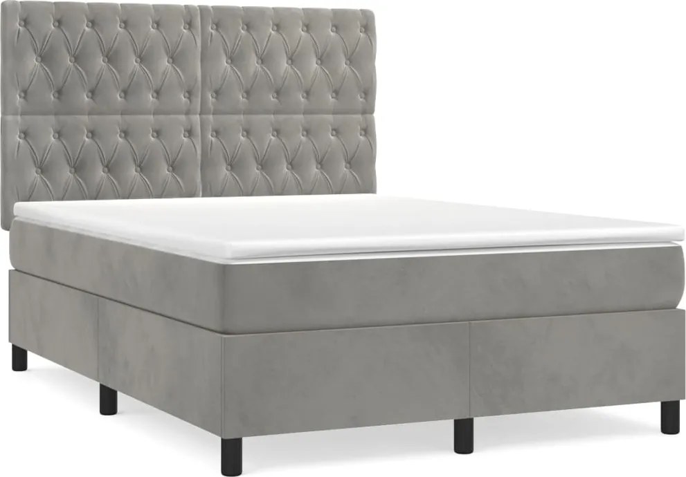 Box spring postel s matrací světle šedá 140x190 cm samet 3143199