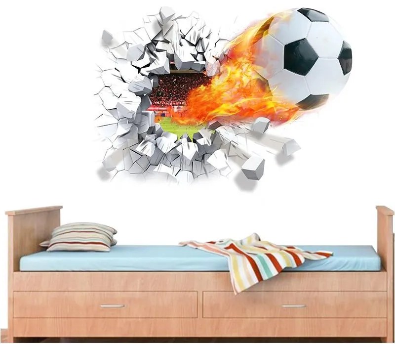 Samolepka na zeď pro fotbalisty ohnivý míč